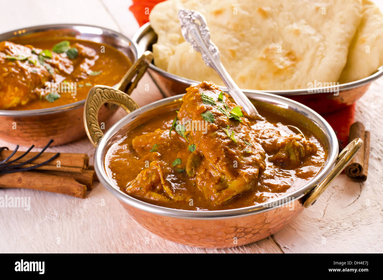 chicken masala with the chapati bread Stock Photo - Alamy