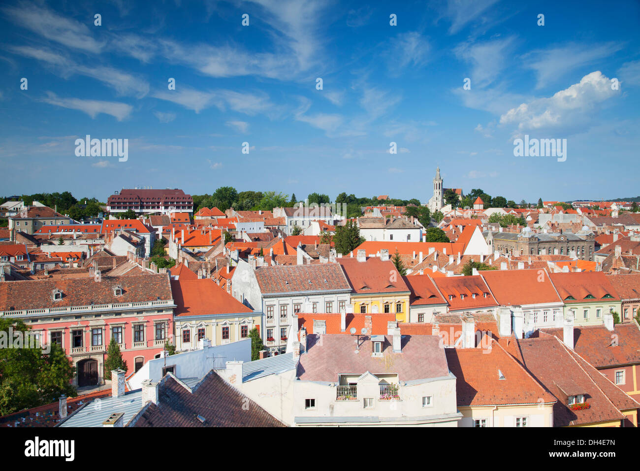 View of St Michael's Church and city skyline, Sopron, Western ...