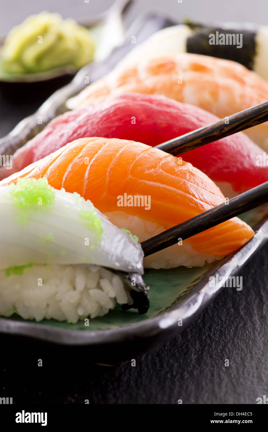 sushi with chop sticks Stock Photo - Alamy