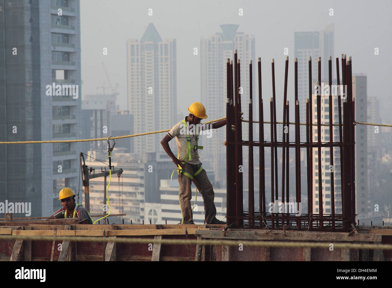Building under construction, workers working on highrise, lower parel ...
