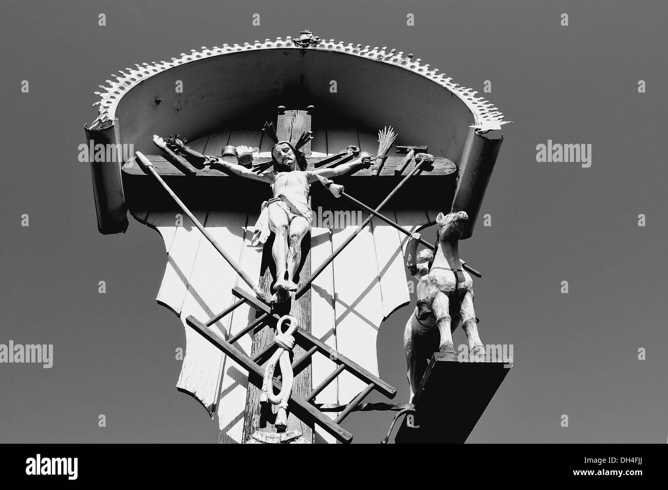 Figure christ on cross Black and White Stock Photos & Images - Alamy