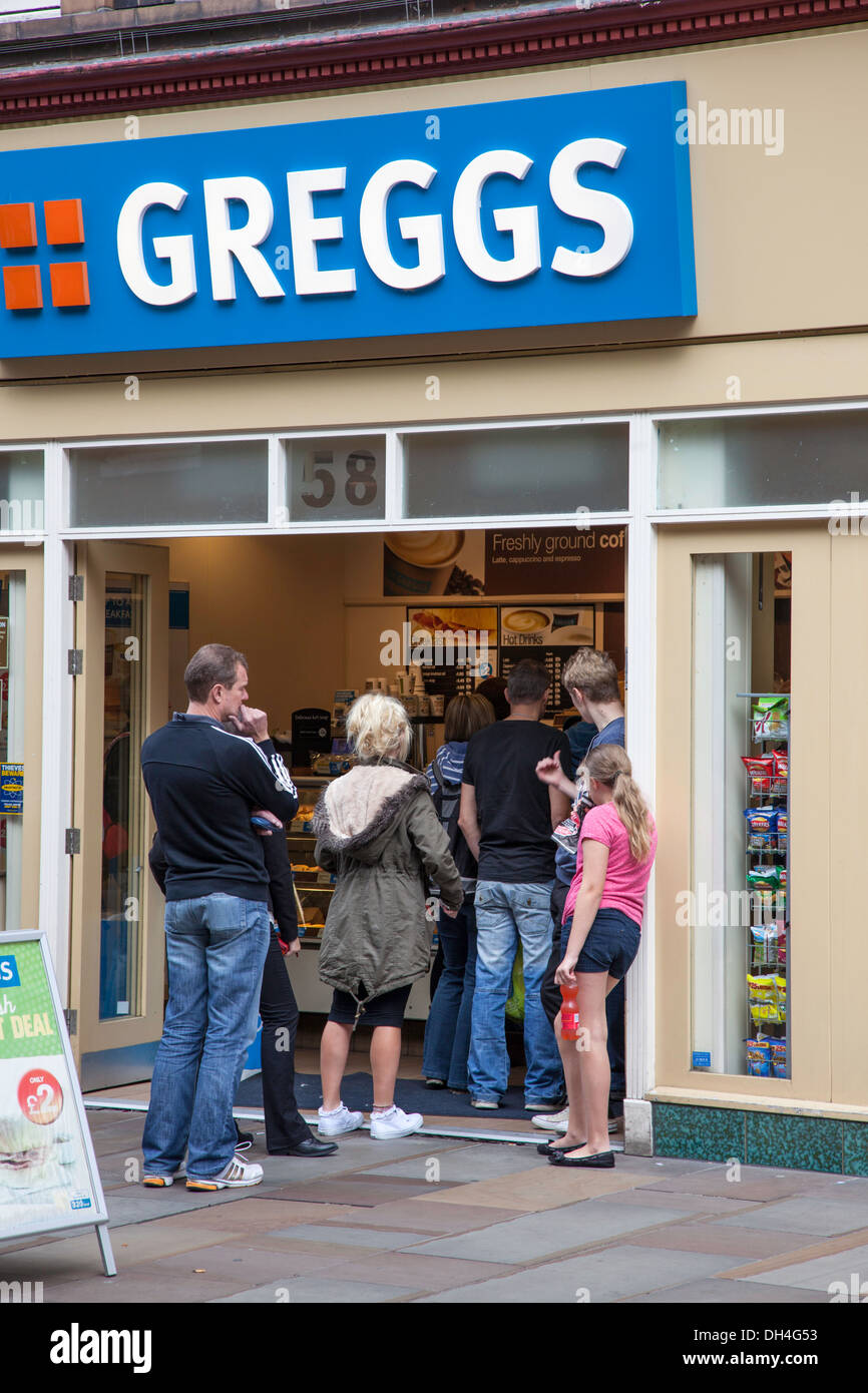 People queuing outside a Greggs shop, England, UK Stock Photo - Alamy