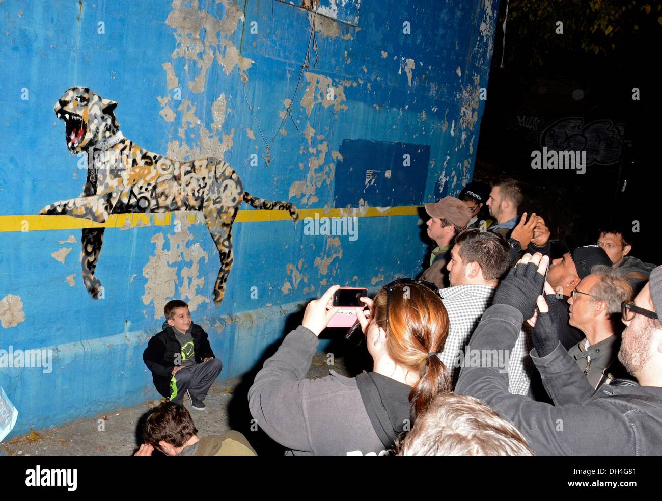 Bronx, NY, . 30th Oct, 2013. Banksy "Bronx Zoo" on location for Banksy ...