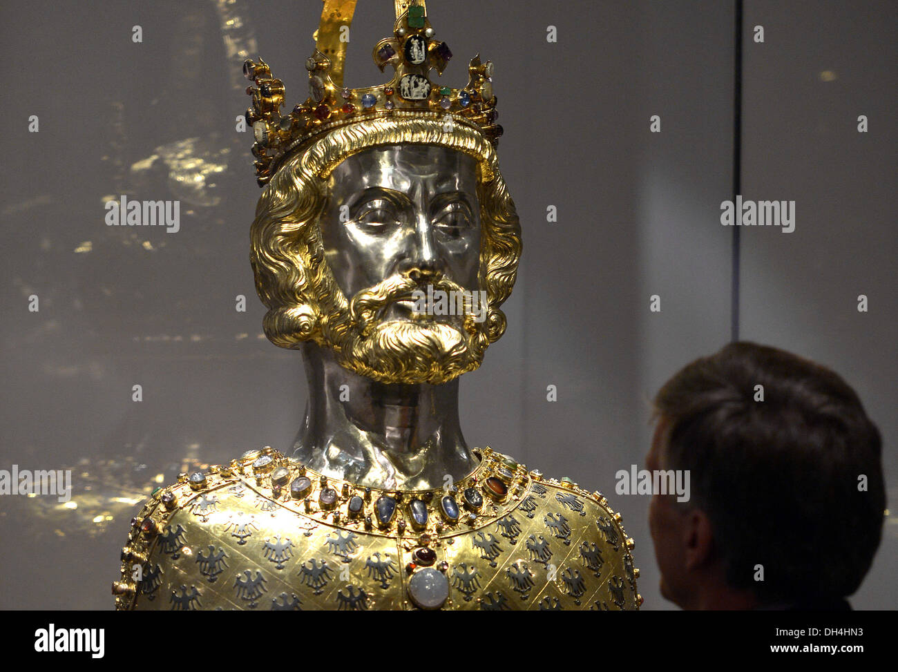 Aachen, Germany. 31st Oct, 2013. A golden bust of Charles the Great in ...