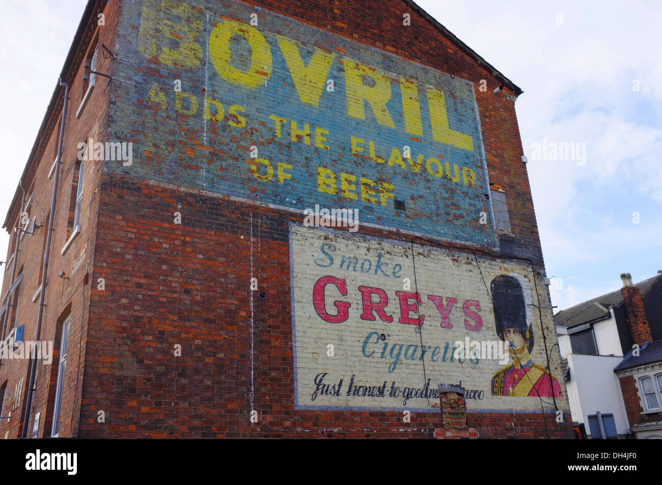 Bovril & Greys Cigarettes Adverts painted on side of house in Bedford ...