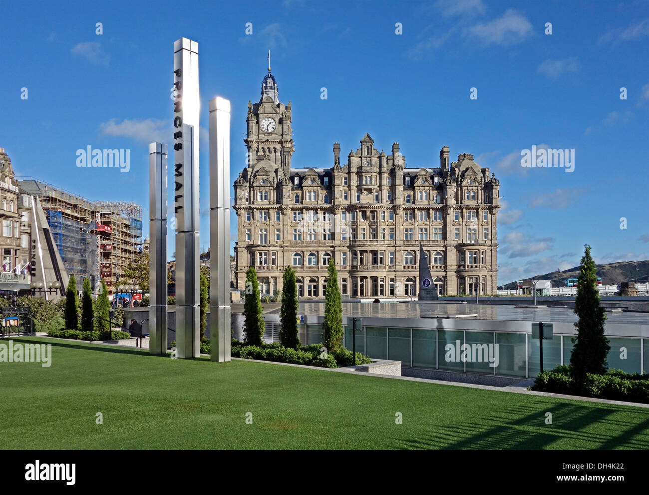 The Balmoral hotel and Princes Mall sign in central Edinburgh Scotland ...