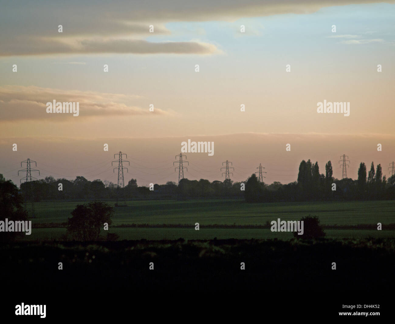 On a winter's evening,the flat fields of Suffolk Stock Photo - Alamy