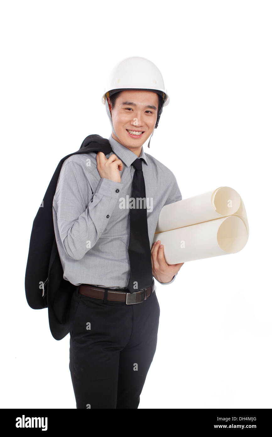 Architect holding blueprints Stock Photo - Alamy Architect holding blueprints Stock Photo - Alamy