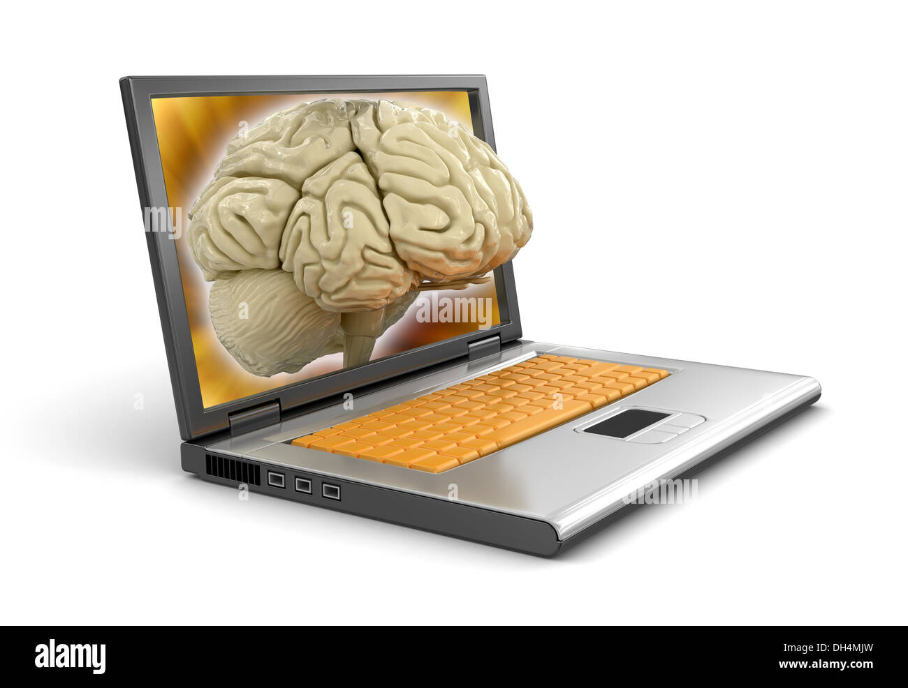 Laptop and Human brain (clipping path included Stock Photo - Alamy