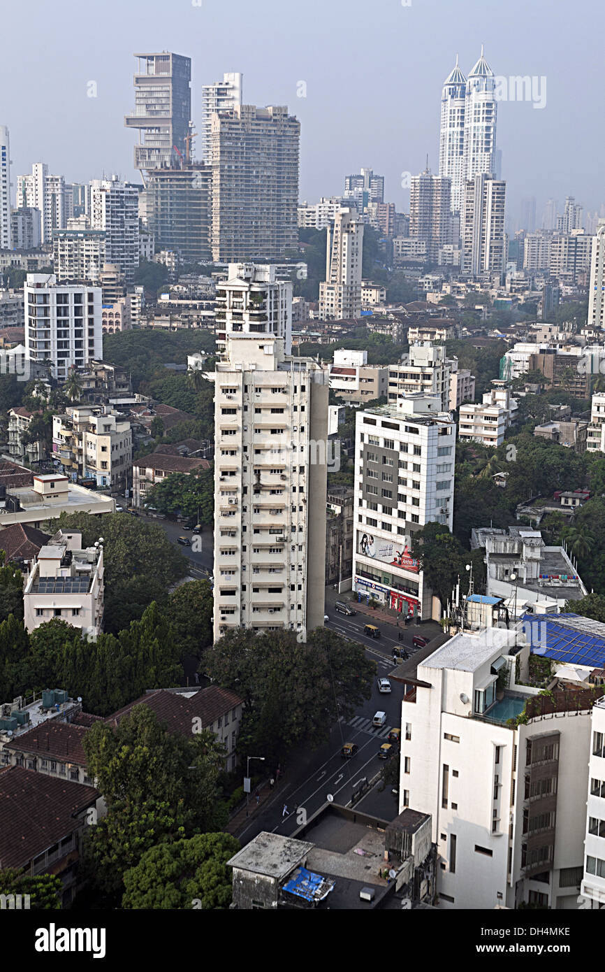 aerial old buildings and new Skyscraper Girgaon at Mumbai Maharashtra ...