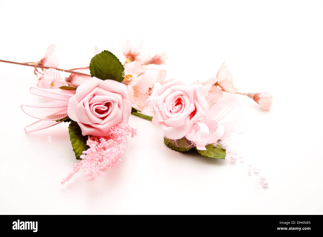 Rose with flowering branch Stock Photo - Alamy