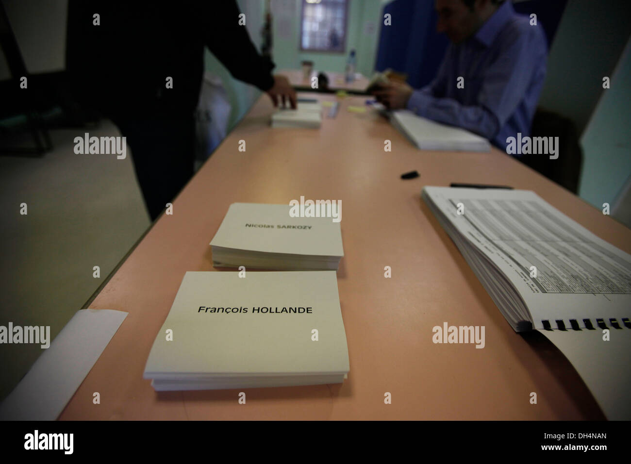 French citizens vote at the Lycee Francais Charles de Gaulle in London ...
