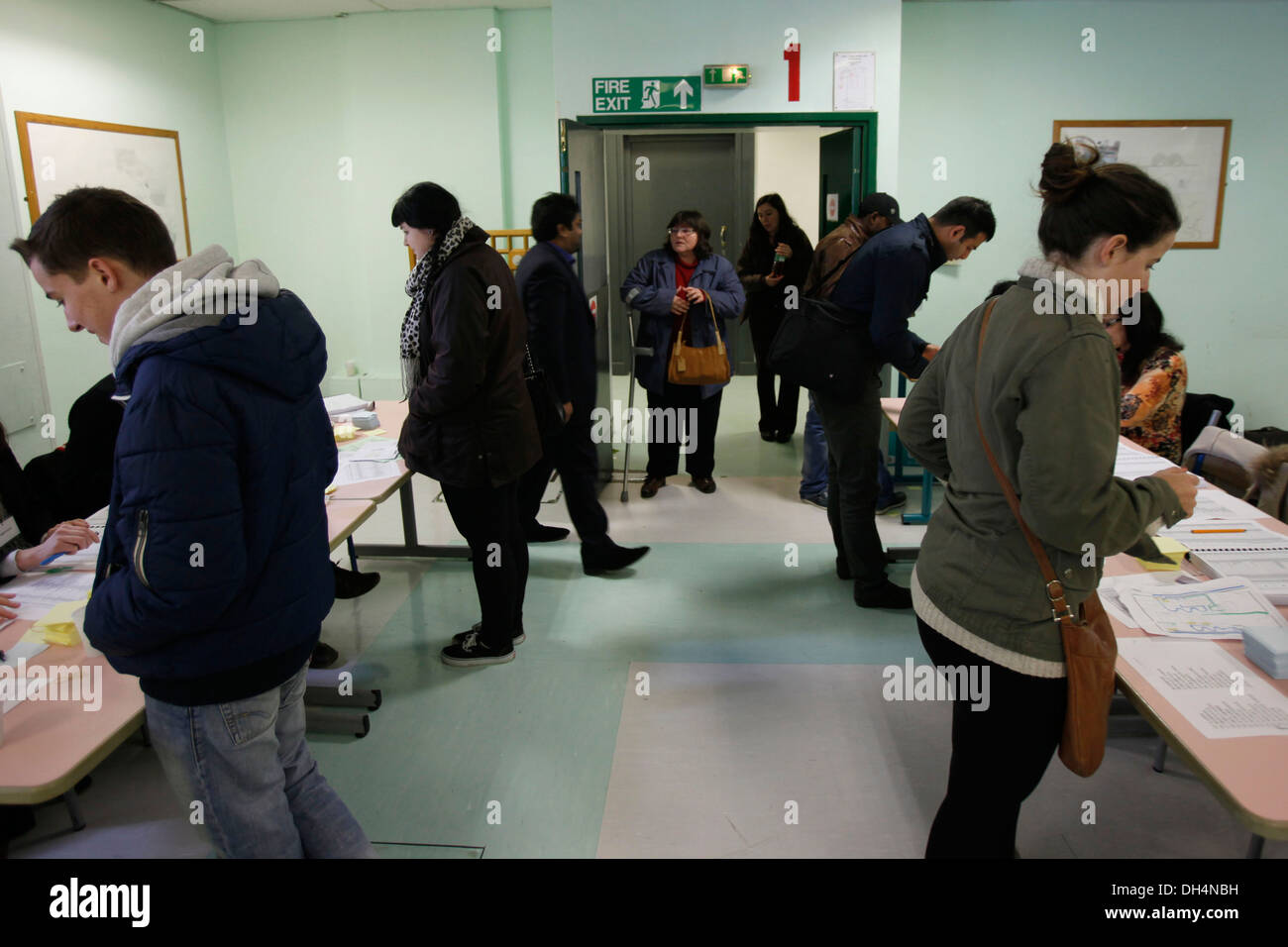 French citizens vote at the Lycee Francais Charles de Gaulle in London ...