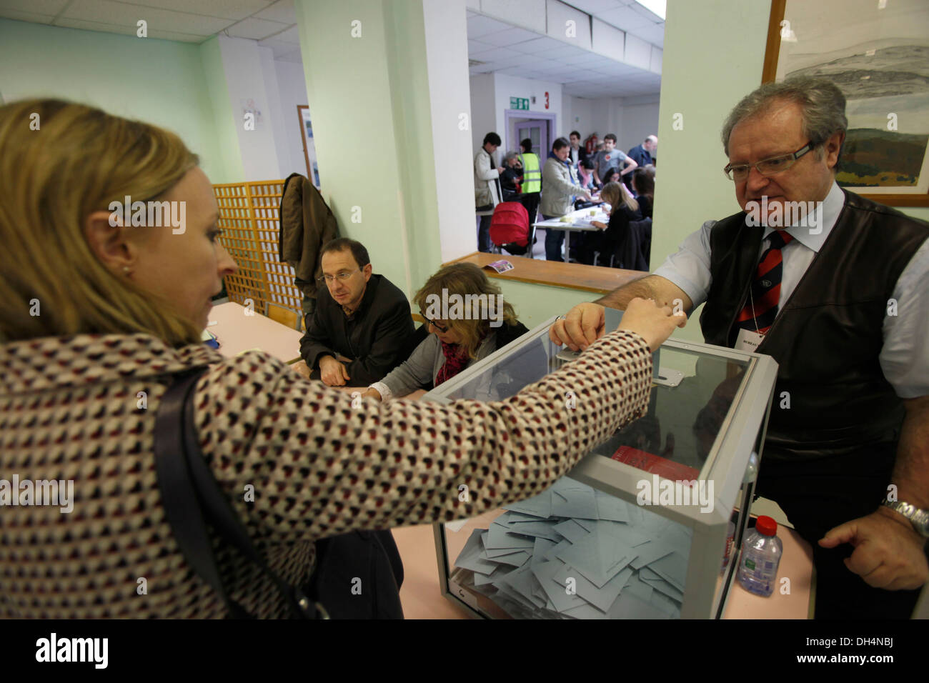 French citizens vote at the Lycee Francais Charles de Gaulle in London ...