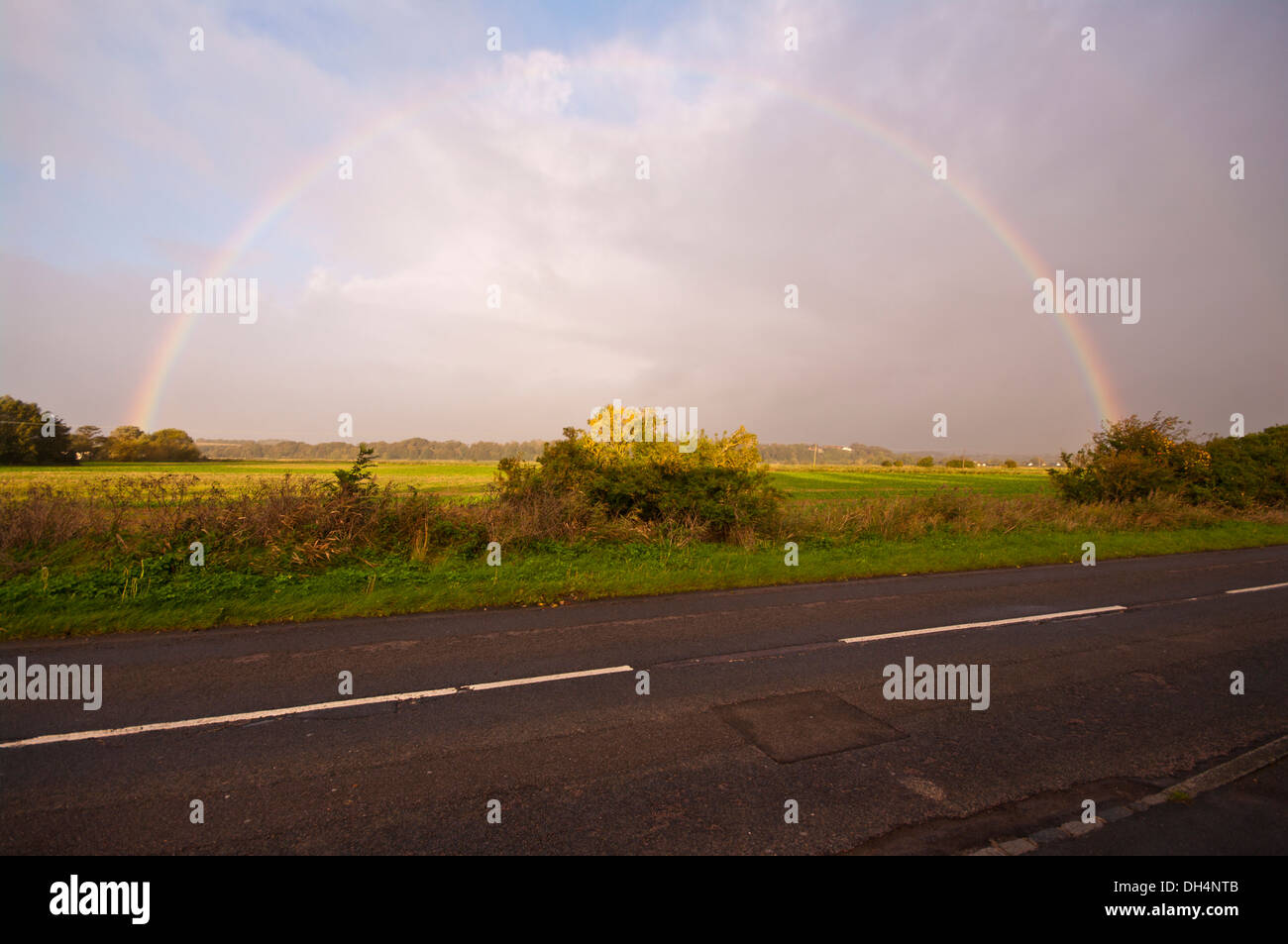 Complete Rainbow Over The East Sussex Countryside UK Stock Photo - Alamy