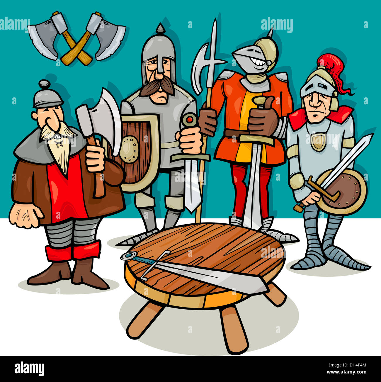Cartoon Illustration of Legendary Knights of the Round Table Stock ...