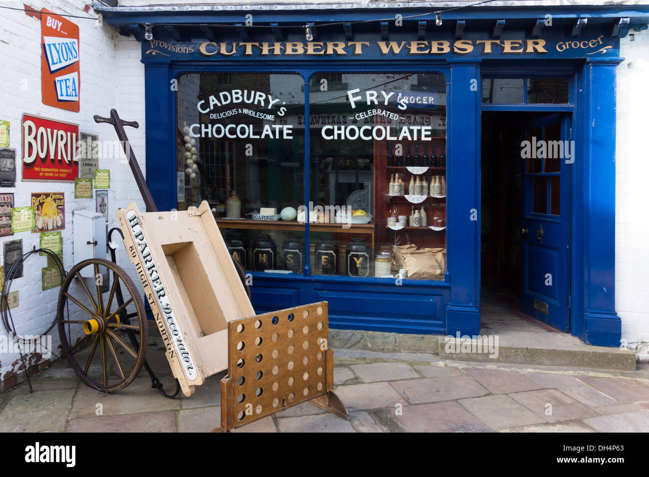 Replica of a Victorian Grocers shop with advertising for Fry's and ...