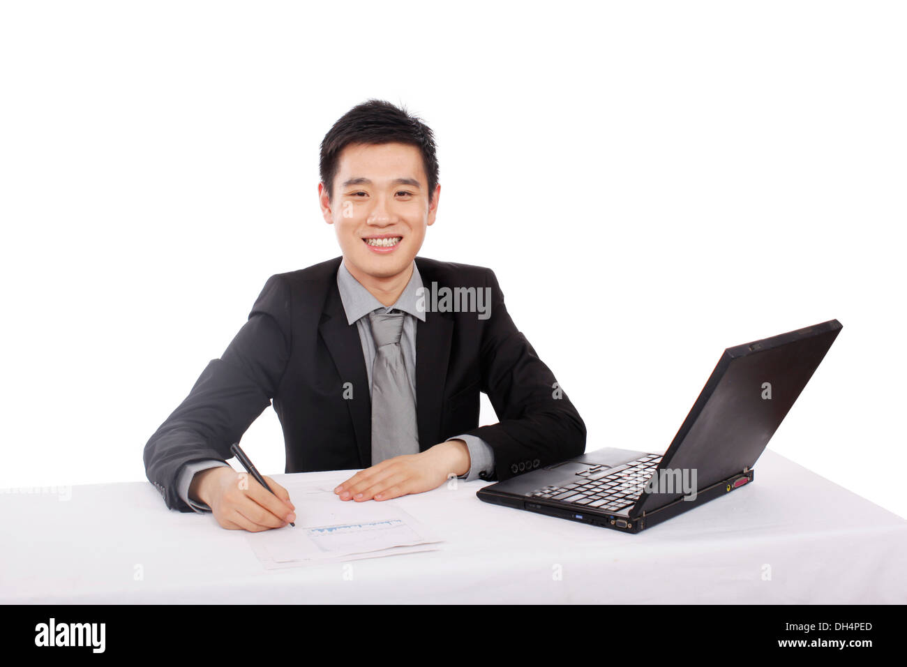 Asian Businessman using Laptop Compute Stock Photo - Alamy