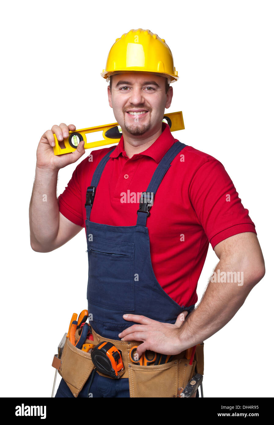 portrait of caucasian handyman isolated on white background Stock Photo ...