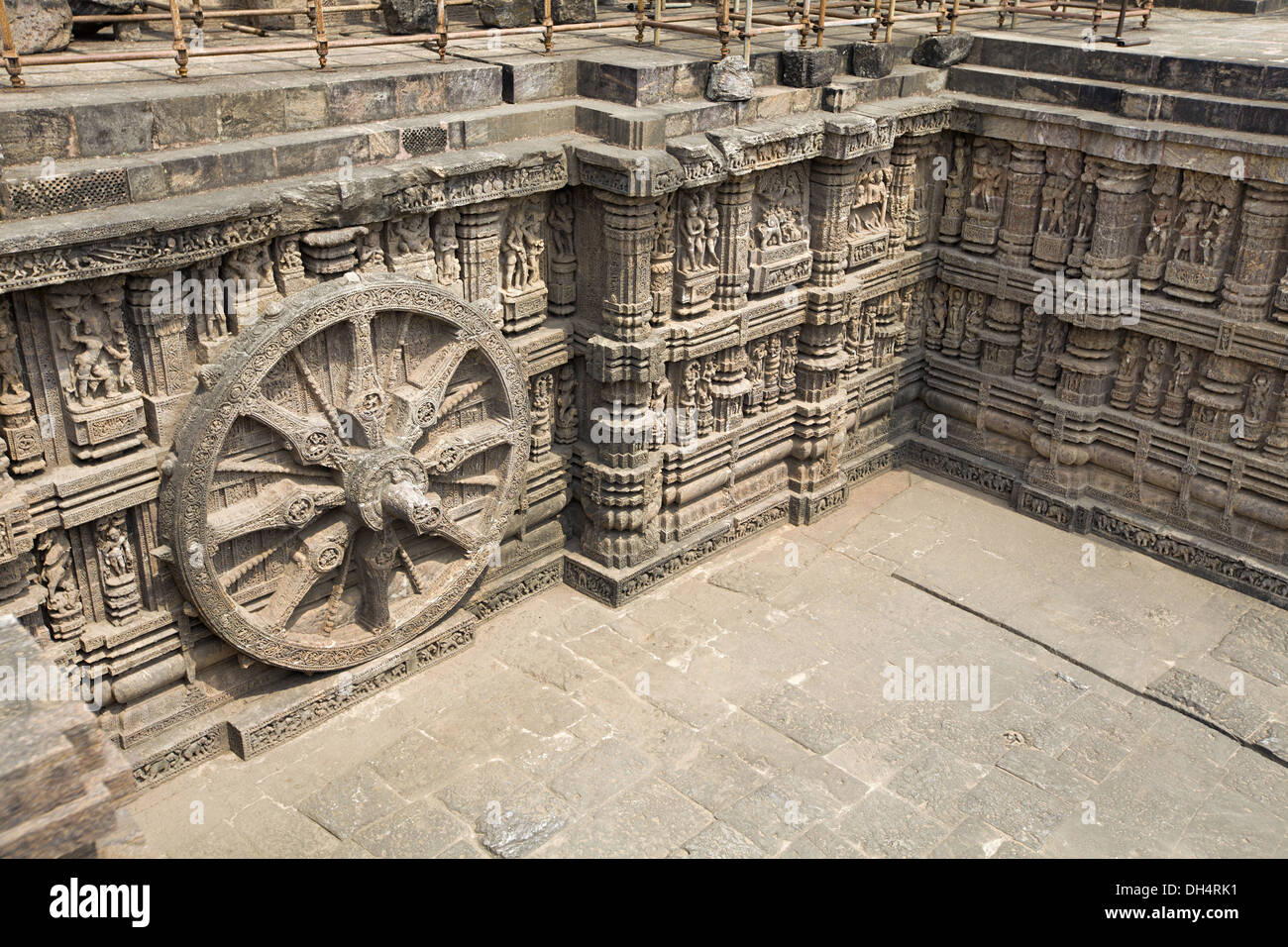 One of the carved chariot wheels. Konark Sun Temple, Orissa India ...