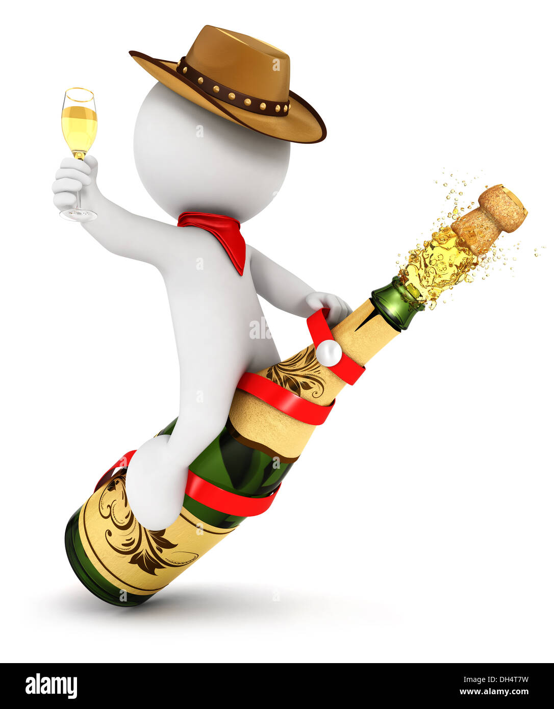 3d white people champagne rodeo, isolated white background, 3d image ...