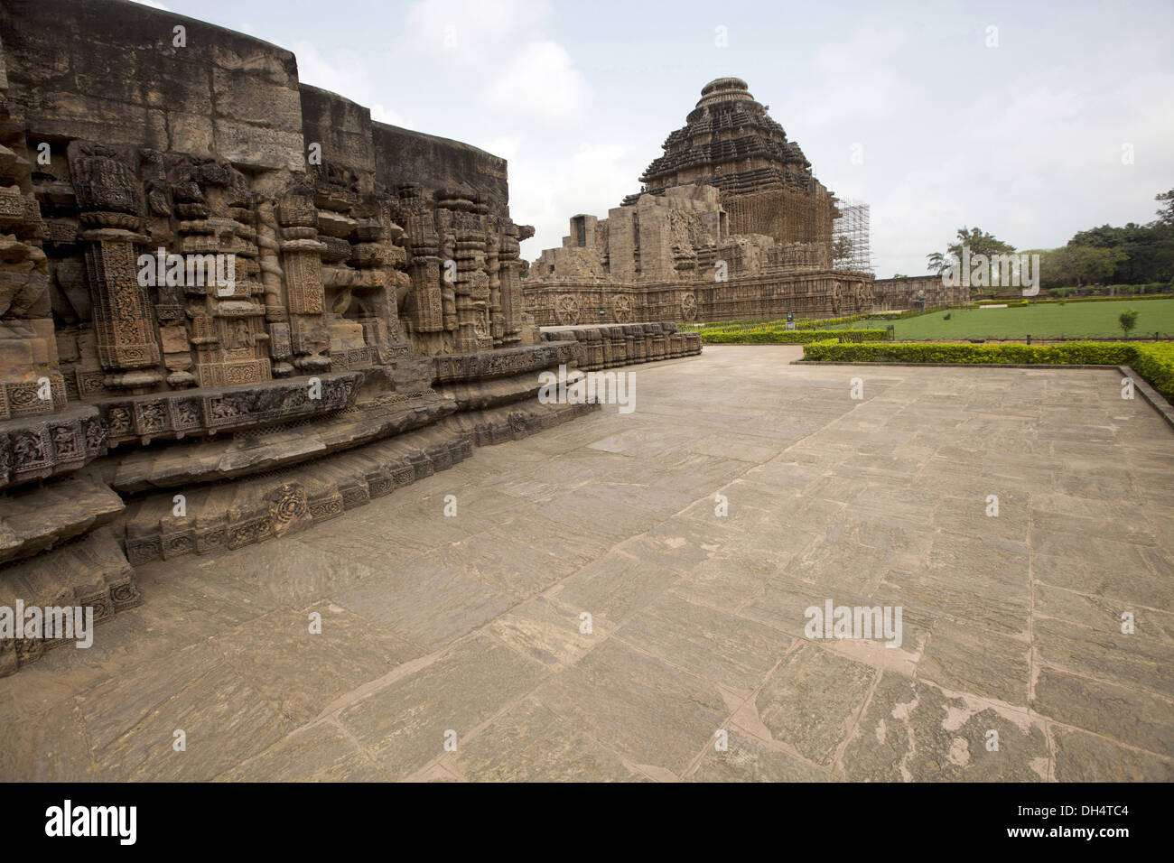 Façade of the Konark Sun temple designed to resemble a chariot with 12 ...