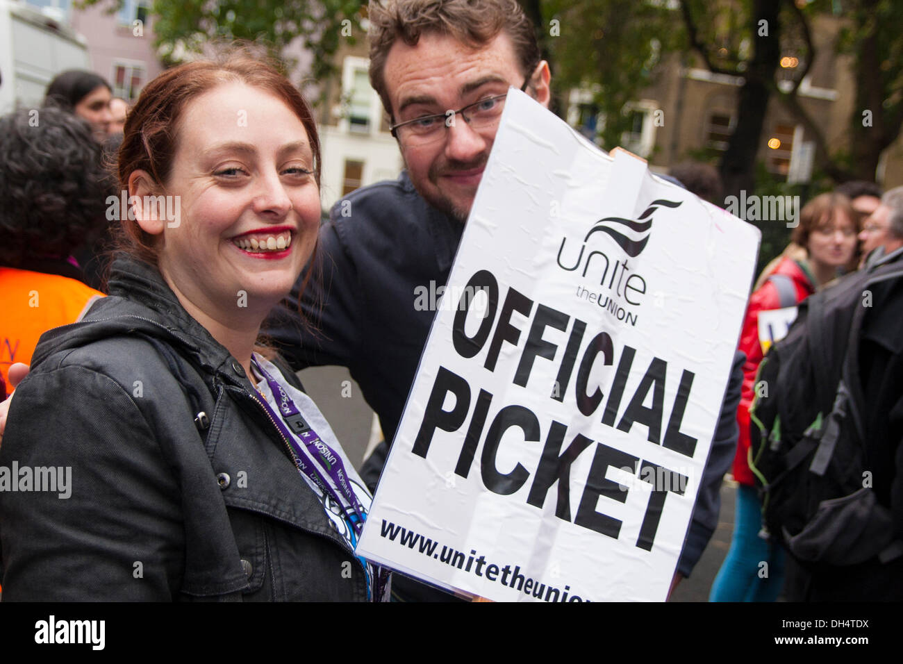 London, UK. 31st October 2013. Protesters with their placard at Red ...