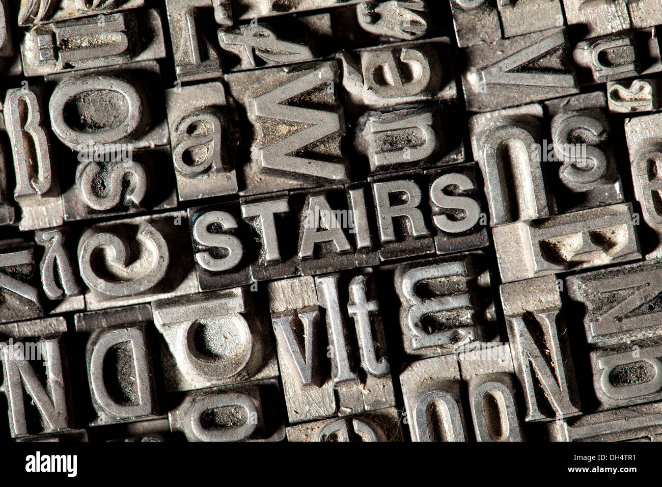 Old lead letters forming the word "STAIRS Stock Photo - Alamy
