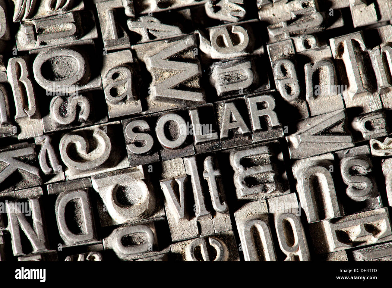 Old lead letters forming the word "SOLAR Stock Photo - Alamy