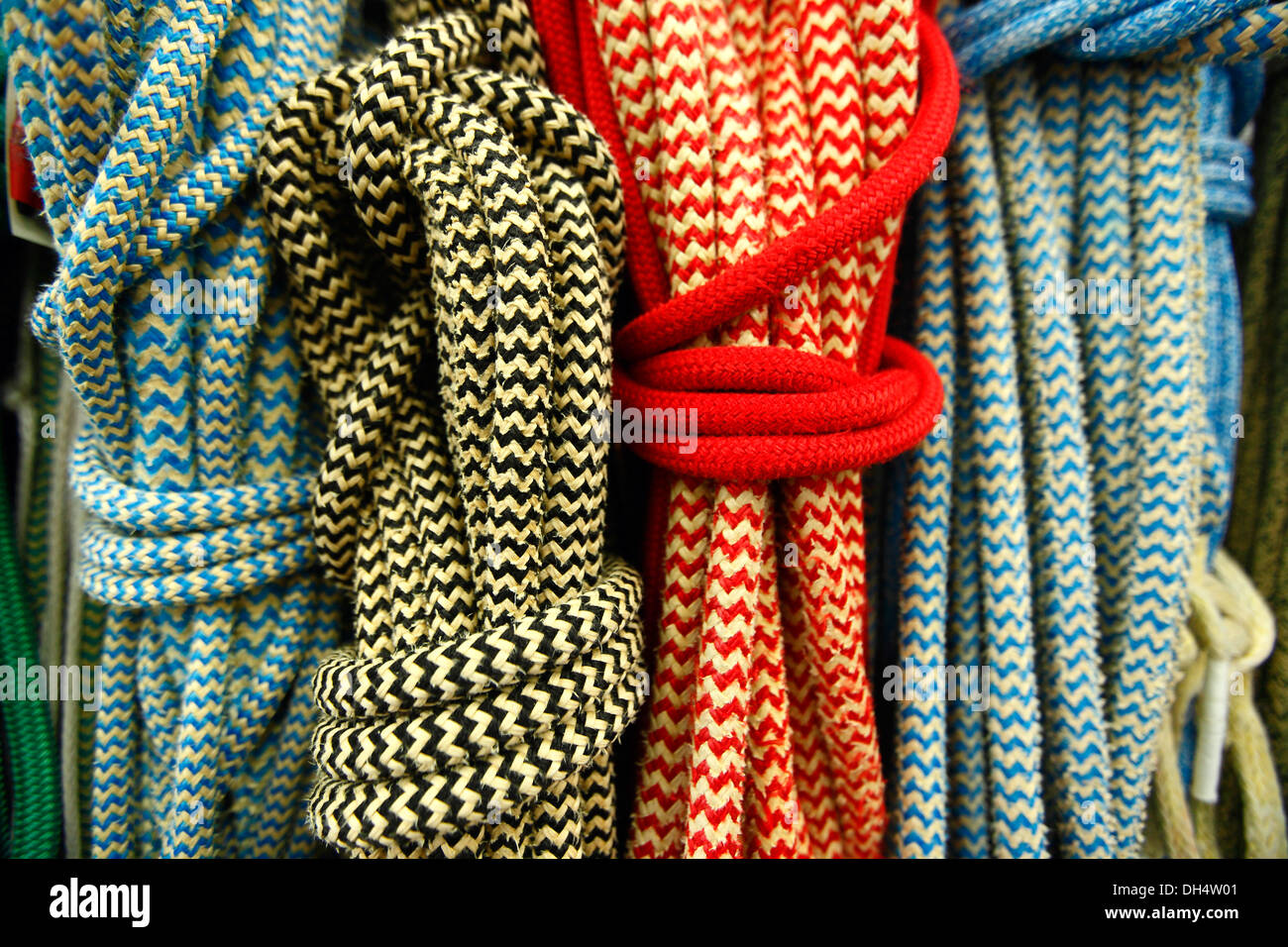 Ropes from the trimaran Sodebo in a shed during a refit after an ...
