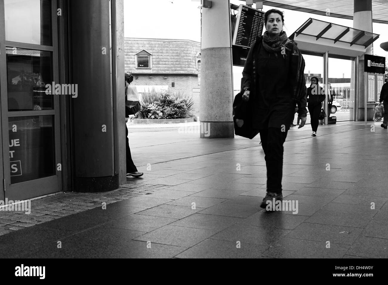 woman catching the bus Stock Photo - Alamy