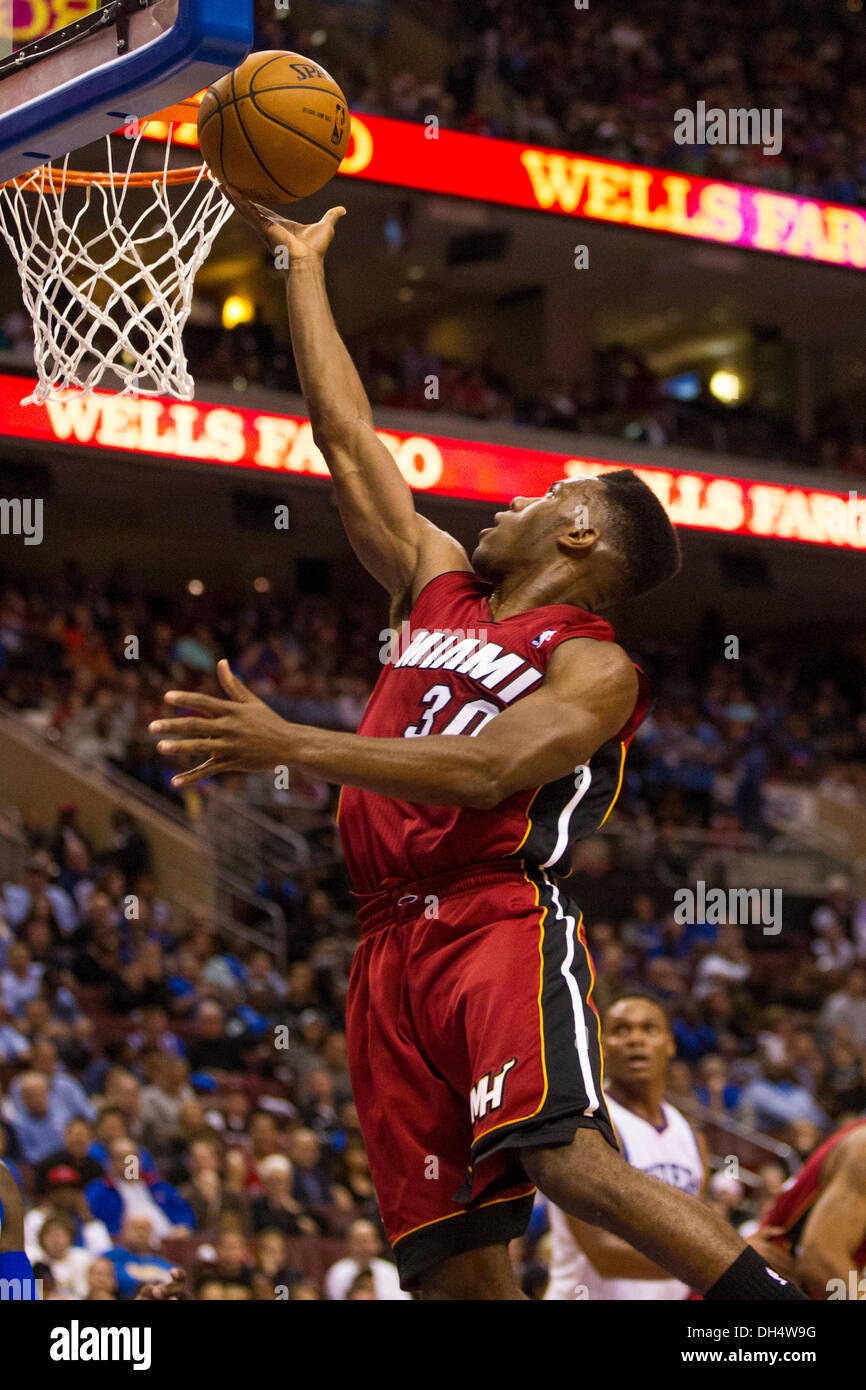 Philadelphia, Pennsylvania, USA. 30th October 2013. Miami Heat point ...