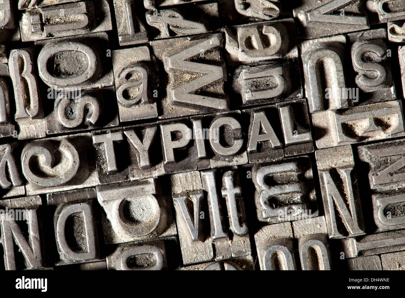 Old lead letters forming the word TYPICAL Stock Photo - Alamy