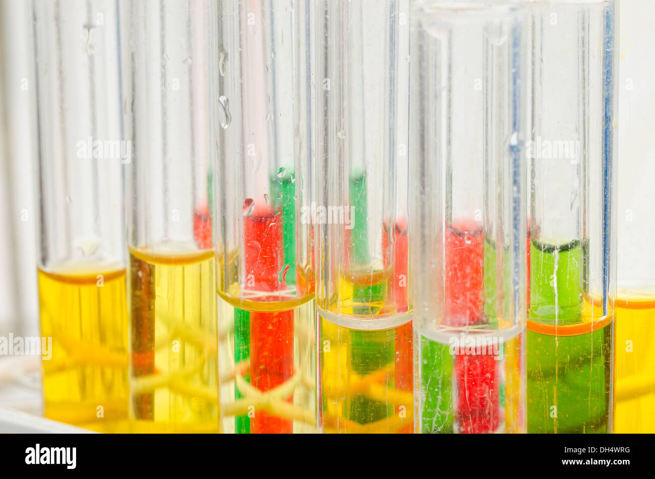 colorful liquids in test tube measuring ph with indicator acid alkali ...