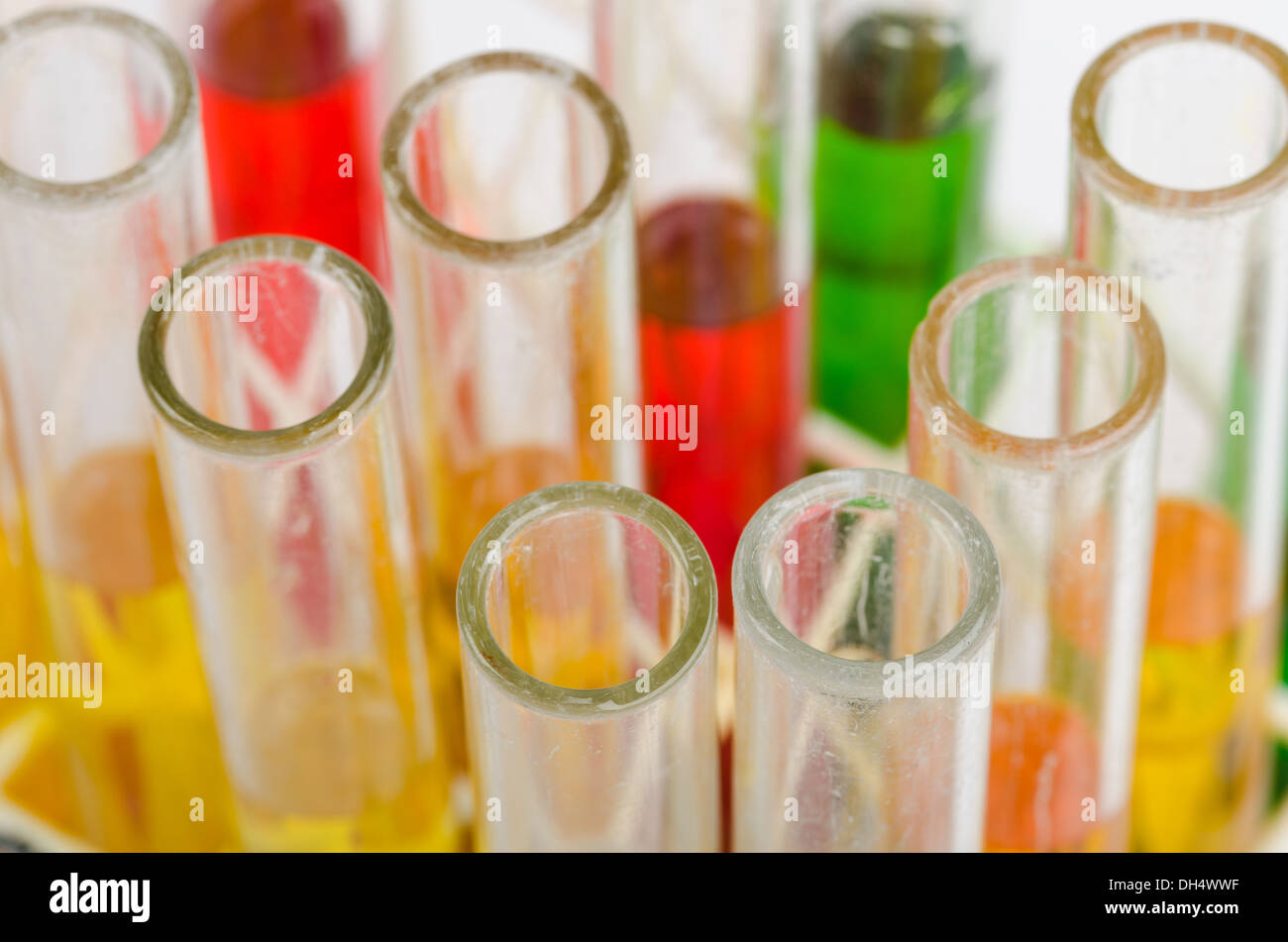 colorful liquids in test tube measuring ph with indicator acid alkali ...
