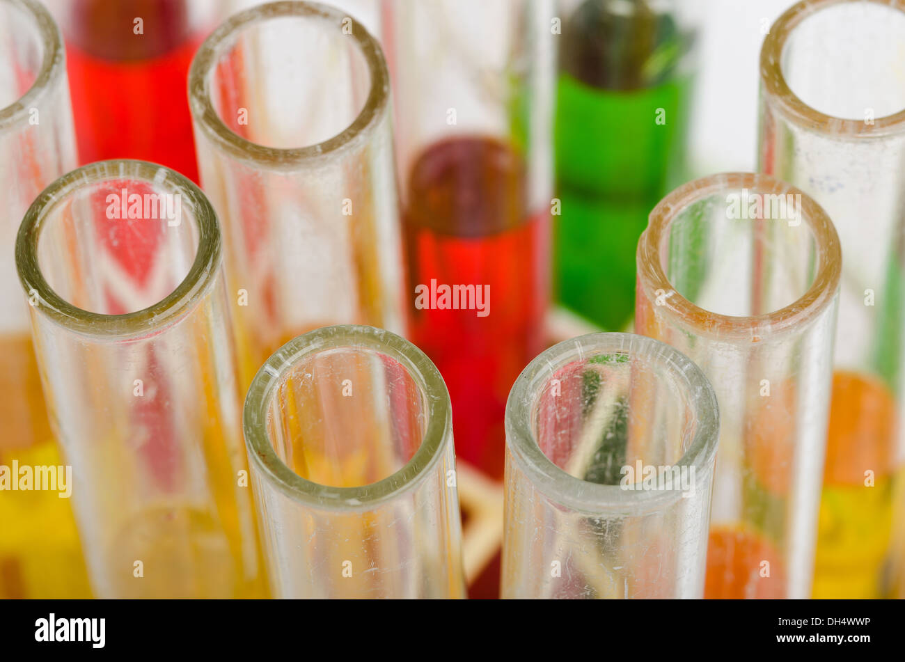 colorful liquids in test tube measuring ph with indicator acid alkali ...