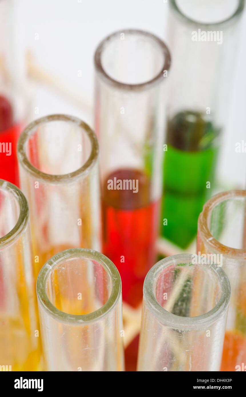 colorful liquids in test tube measuring ph with indicator acid alkali ...