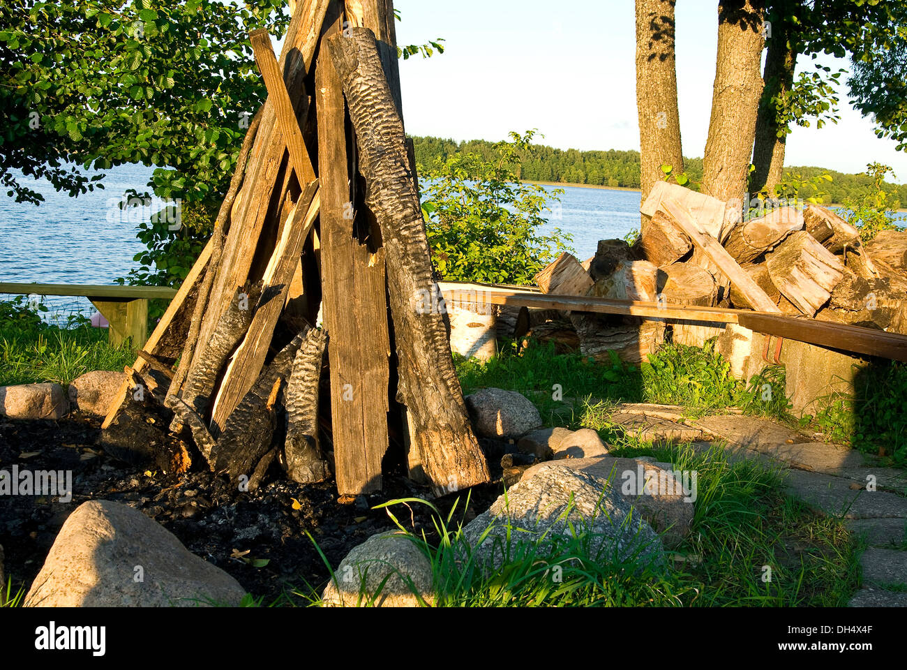 Firewood ready to make a fire Stock Photo - Alamy