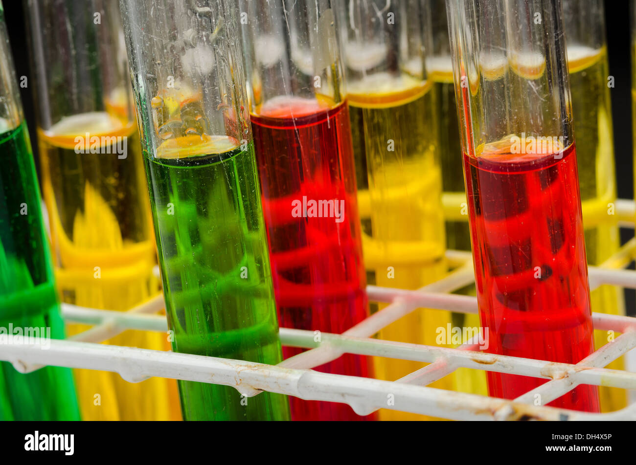 colorful liquids in test tube measuring ph with indicator acid alkali ...