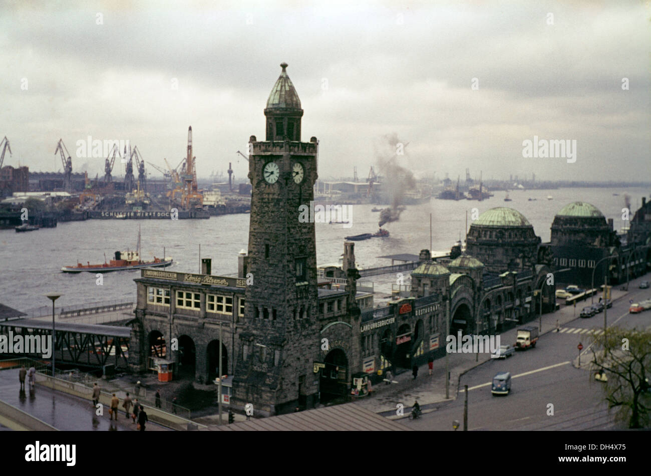 view of the waterfront at Hamburg German in 1959 Stock Photo - Alamy