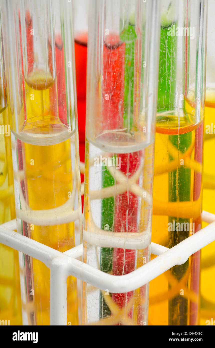 colorful liquids in test tube measuring ph with indicator acid alkali ...