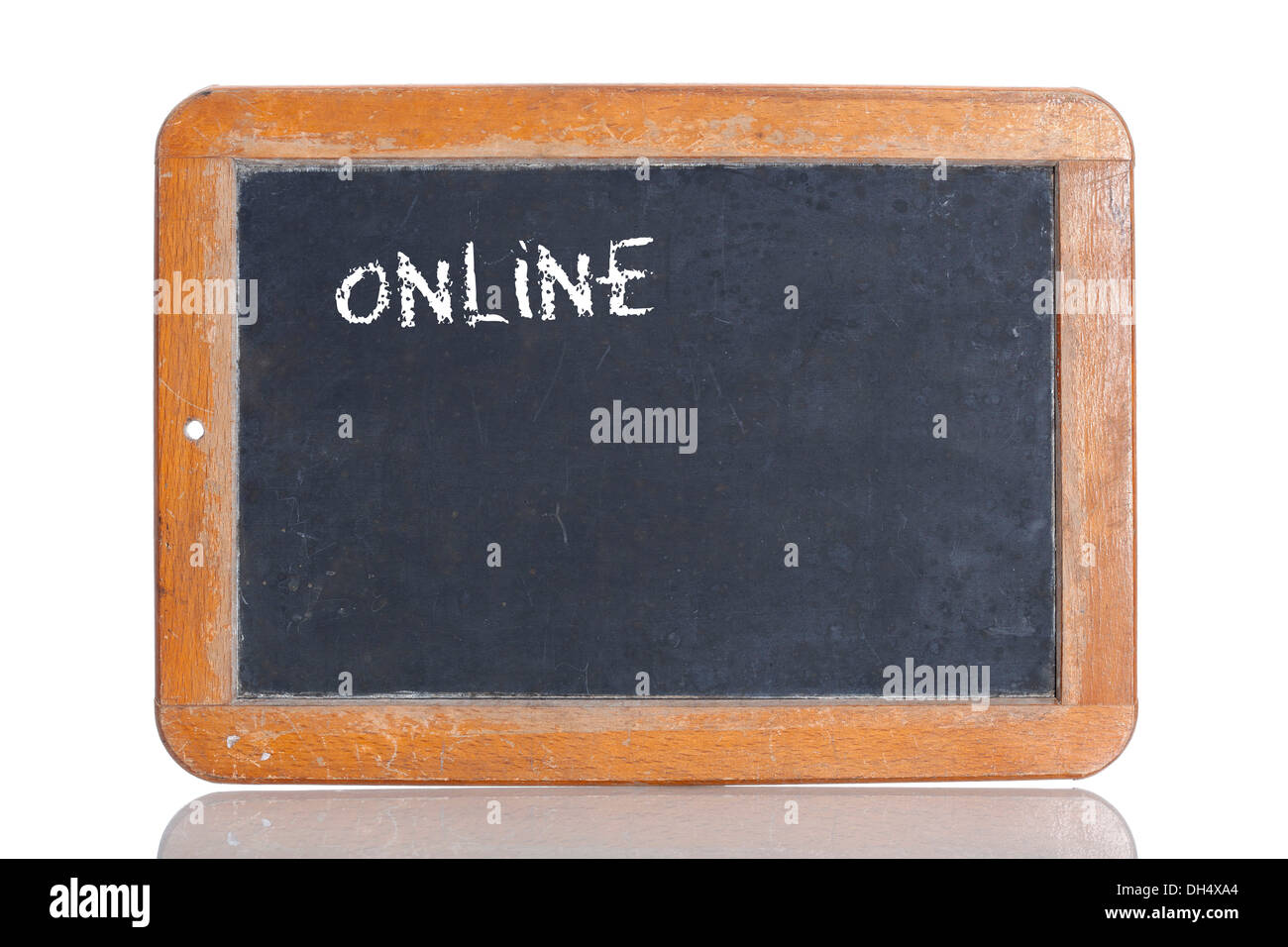Old chalkboard, lettering "ONLINE Stock Photo - Alamy