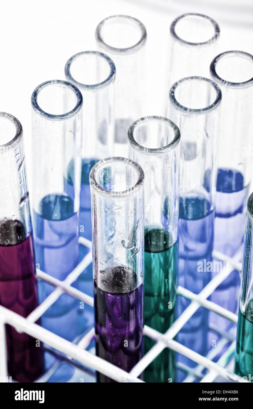 colorful liquids in test tube measuring ph with indicator acid alkali ...