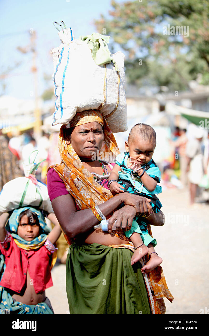Mother and child, Bhil tribe, Madhya Pradesh, India Stock Photo - Alamy