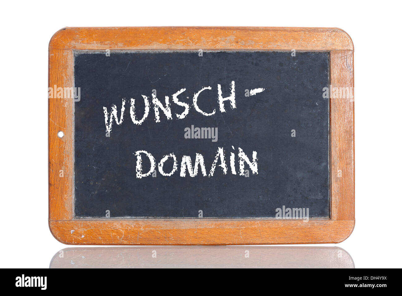 Old school blackboard with the term WUNSCHDOMAIN, German for preferred ...
