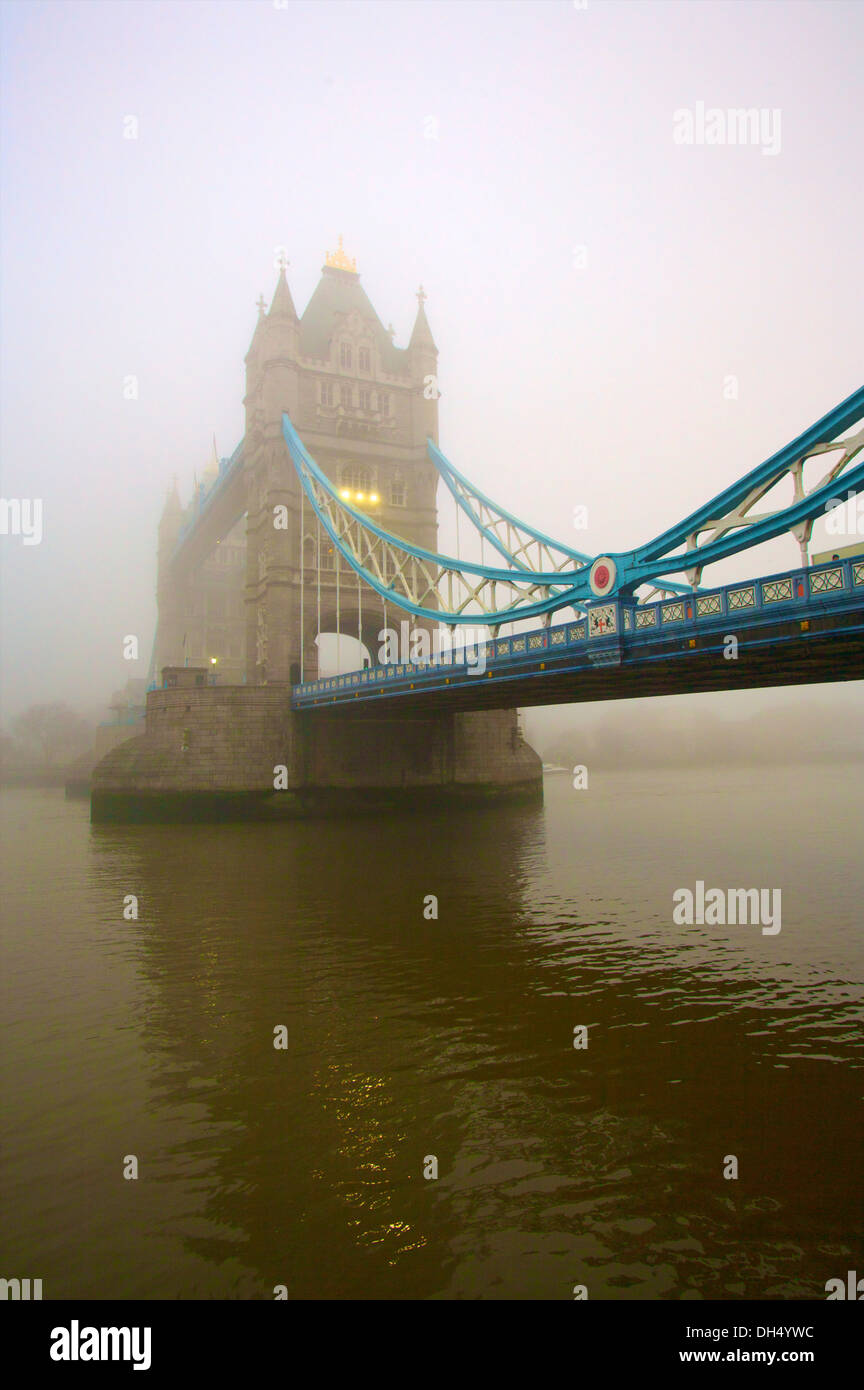 Tower Bridge In The Fog, London, England Stock Photo - Alamy