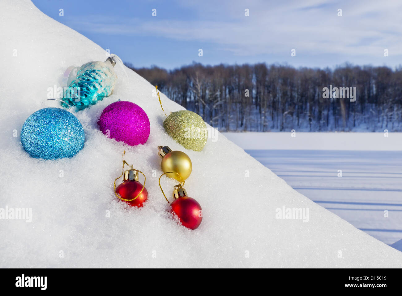 New Years balls postcard Stock Photo - Alamy