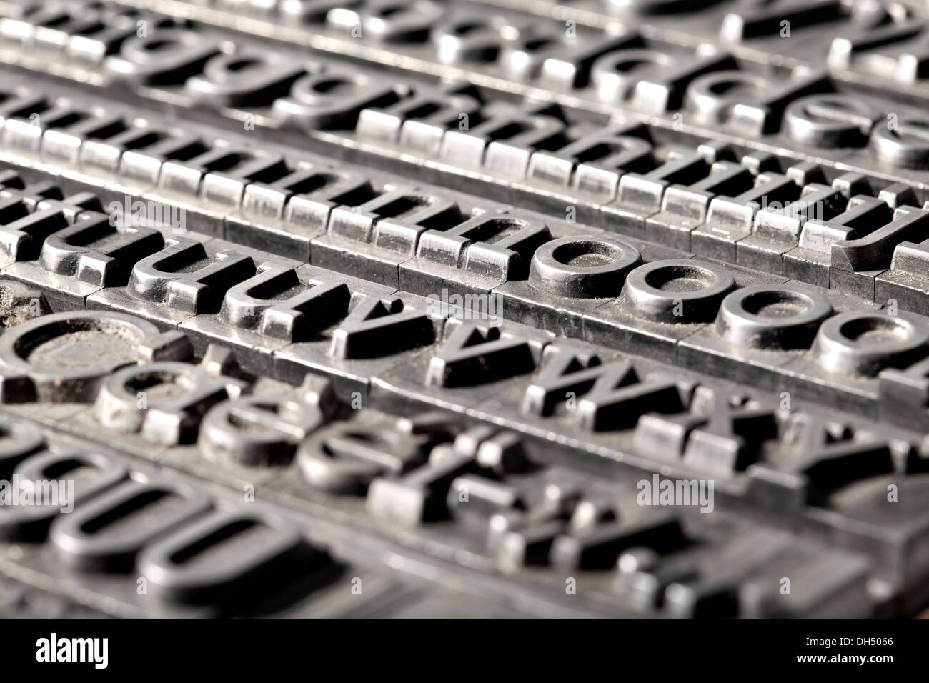 Detail of a sorted set of lead type, mirrored image Stock Photo - Alamy