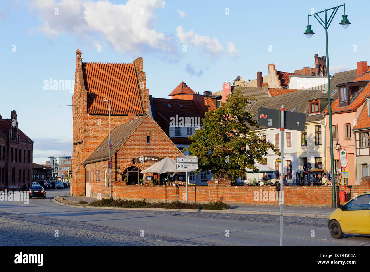 old city-gate "Wassertor", Hanseatic city of Wismar, Mecklenburg-Hither ...