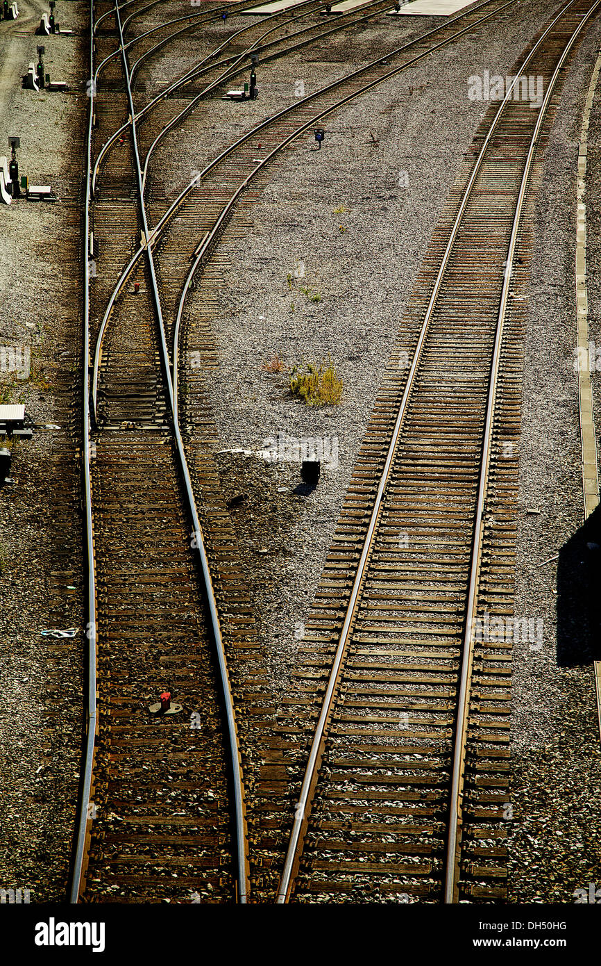Train junction in chicago, railway Stock Photo - Alamy